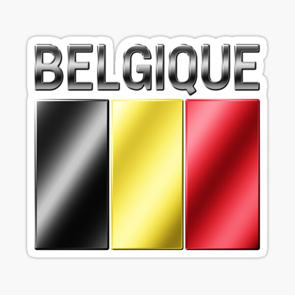 "Belgique - Belgian Flag & Text - Metallic" Sticker by graphix | Redbubble