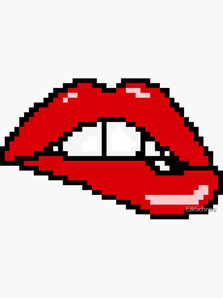 "Pixel Lip Bite" Sticker for Sale by ElliSchnee | Redbubble