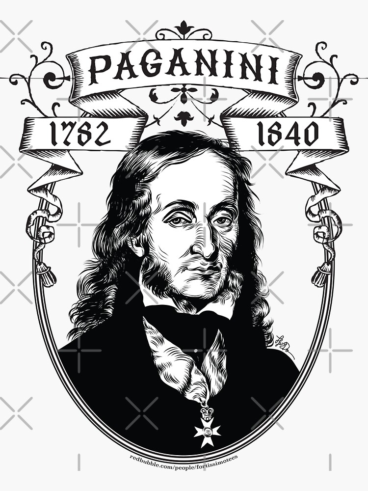 "Paganini for dark shirts" Sticker by fortissimotees | Redbubble