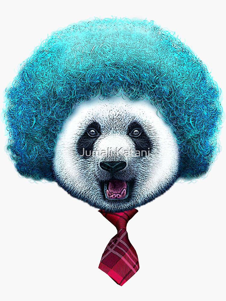 "PANDA AFRO" Sticker for Sale by MEDIACORPSE | Redbubble