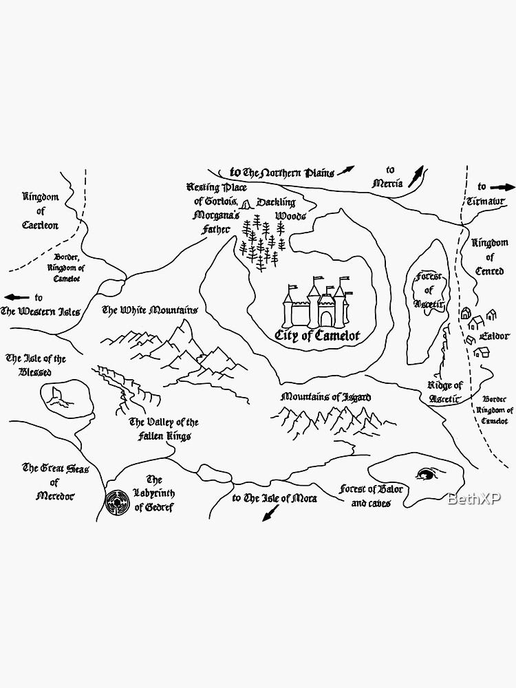 "Map Of Camelot (B)" Sticker for Sale by BethXP | Redbubble