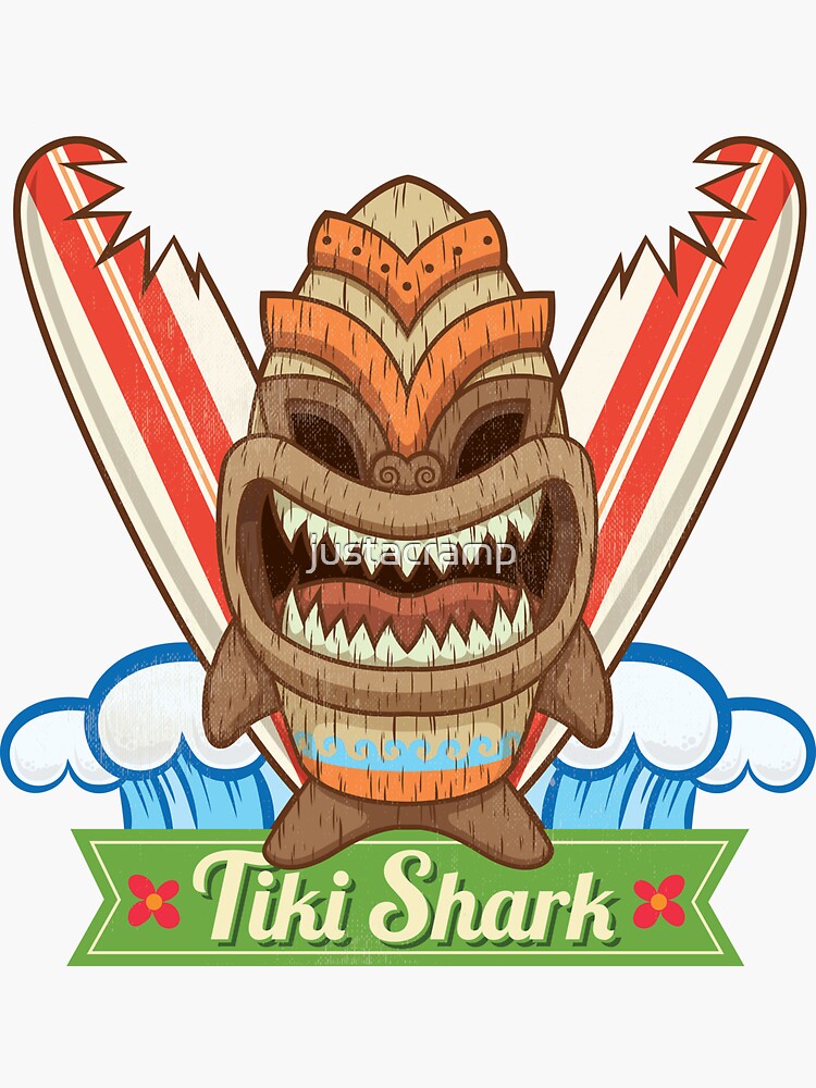 "Tiki Shark" Sticker for Sale by justacramp | Redbubble