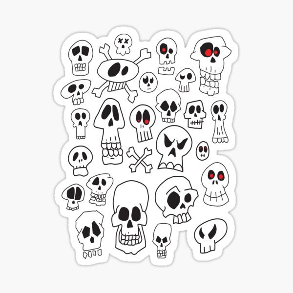 "Hand Drawn Skulls" Sticker by pjwuebker | Redbubble