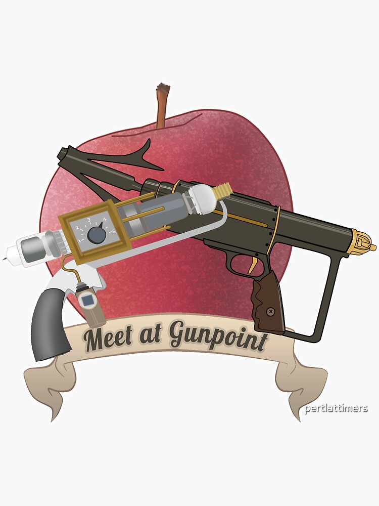 "Meet at Gunpoint" Sticker for Sale by pertlattimers | Redbubble