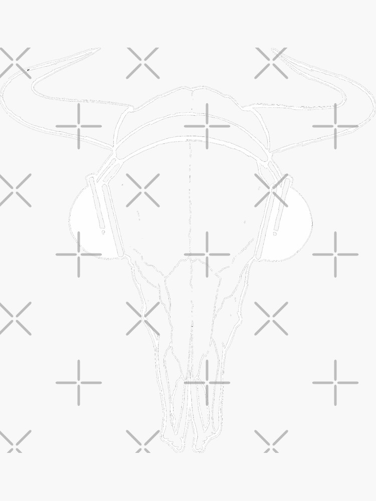 "Skull and Phones (whiteline)" Sticker for Sale by joenerdyart | Redbubble