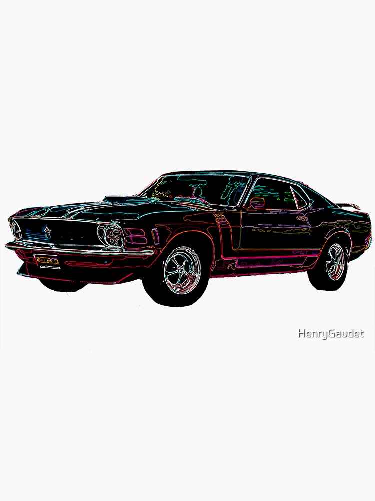 "Neon Mustang" Sticker by HenryGaudet | Redbubble