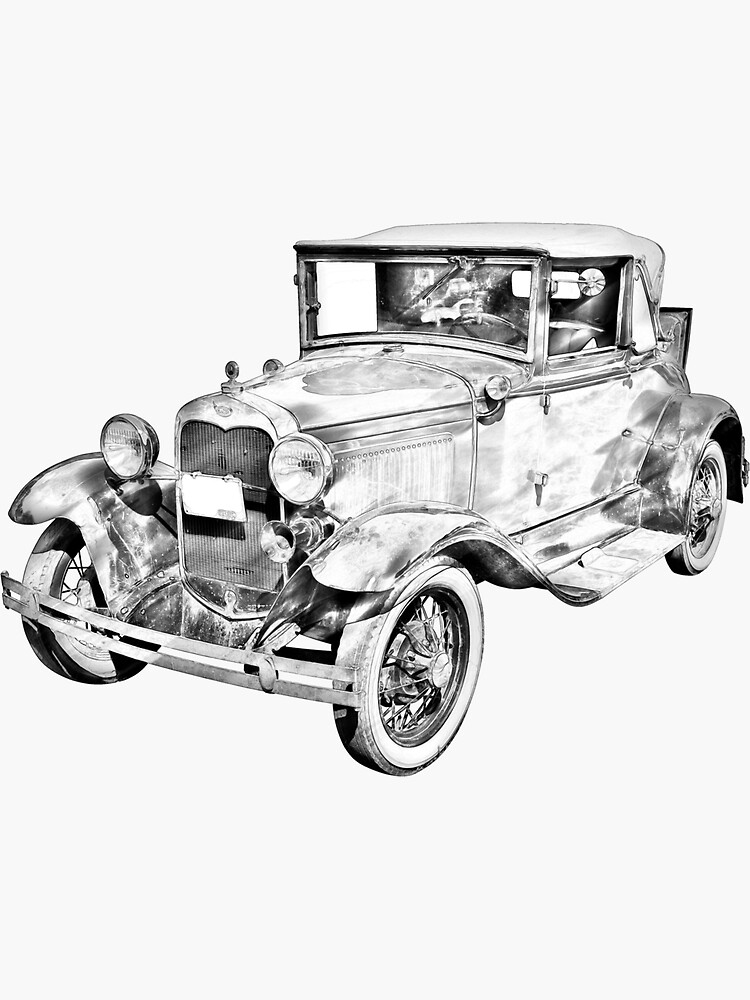 "Model A Ford Roadster Antique Car Illustration" Sticker for Sale by ...