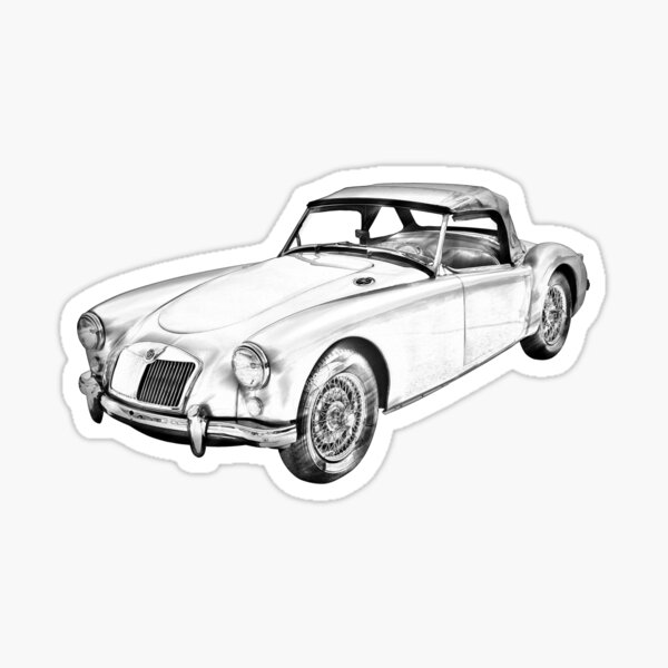 " MG Convertible Sports Car Illustration" Sticker for Sale by ...