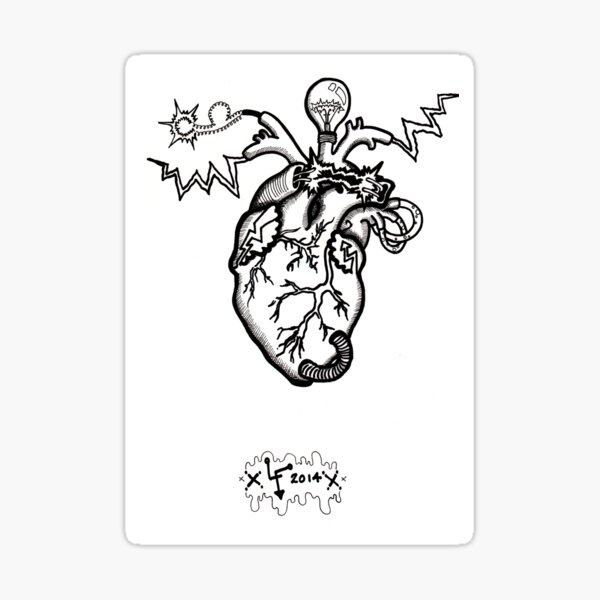 "SHOCKING! The Electric Heart" Sticker by LeftHandedLenya | Redbubble