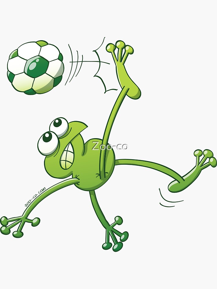 "Frog Executing a Bycicle Kick with a Soccer Ball" Sticker for Sale by ...