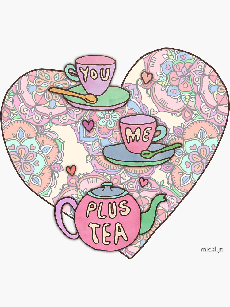 "You, me, plus tea." Sticker by micklyn | Redbubble