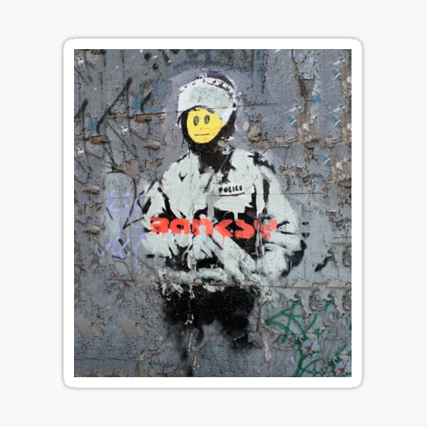 "Banksy Smile Cop " Sticker for Sale by areyarey | Redbubble