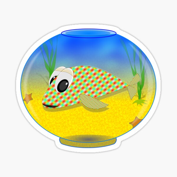 "Cute Cartoon Fish In Tank" Sticker for Sale by Almdrs | Redbubble