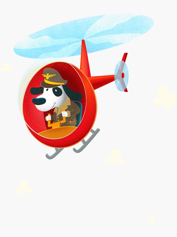 "Helicopter dog" Sticker by Sandhop | Redbubble
