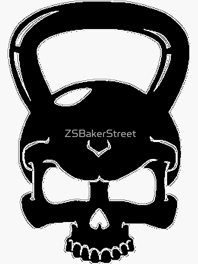 "Kettlebell Skull White" Sticker for Sale by ZSBakerStreet | Redbubble
