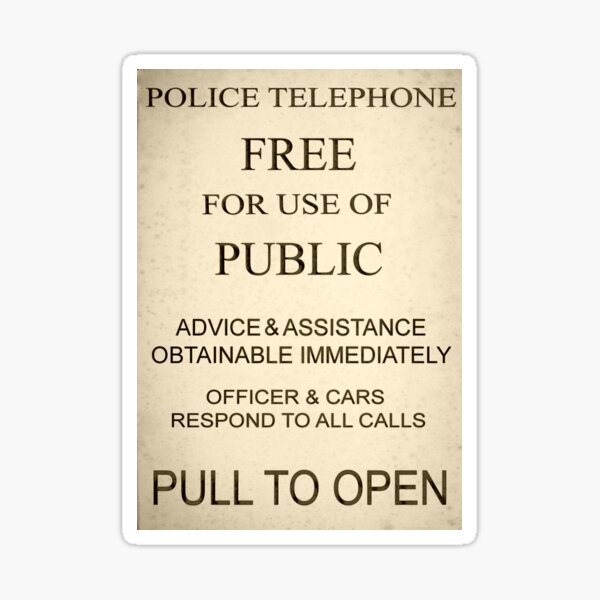 "Police Box Sign" Sticker for Sale by Amantine | Redbubble