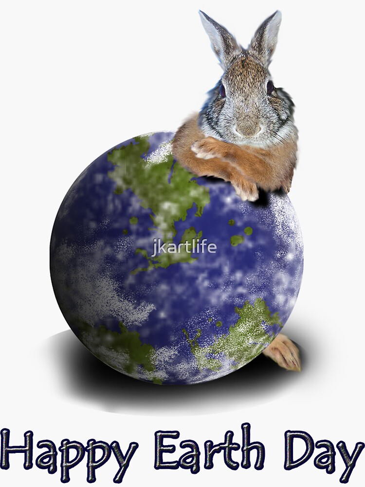 "Happy Earth Day Bunny Rabbit" Sticker for Sale by jkartlife | Redbubble