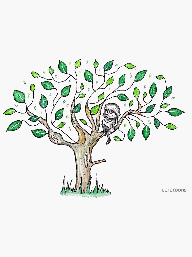 "A Shady Spot to Read" Sticker for Sale by caratoons | Redbubble