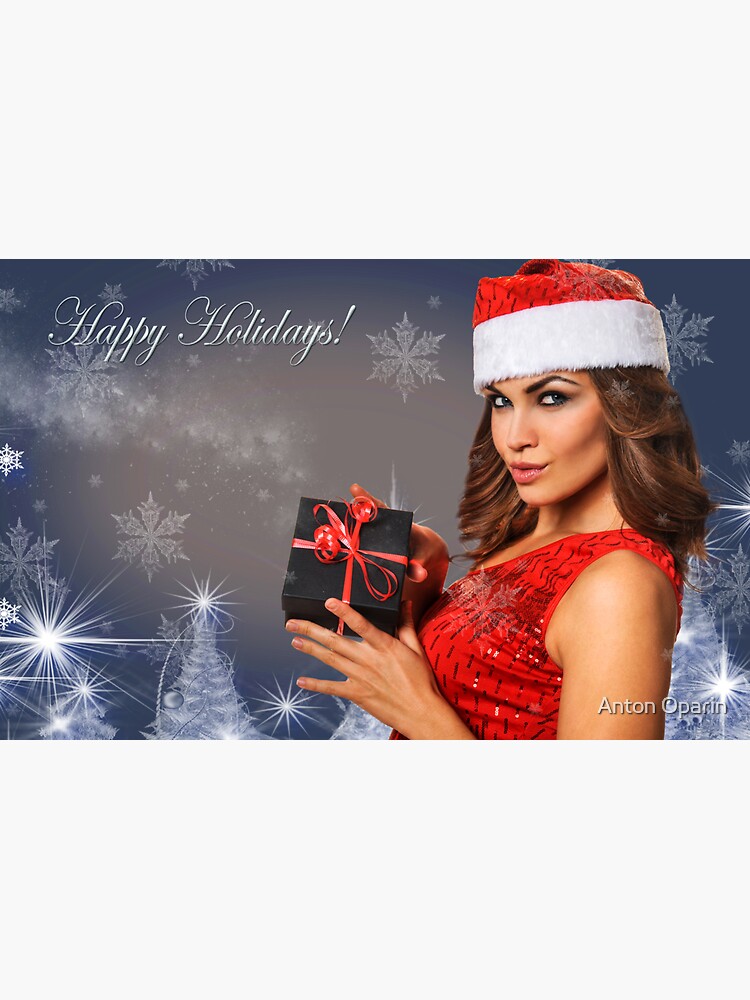 Sexy Santas Helpers Holiday Postcard Wallpaper Template Sticker For