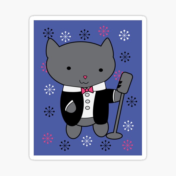 "Jazz Singer Cat" Sticker by ValeriesGallery | Redbubble