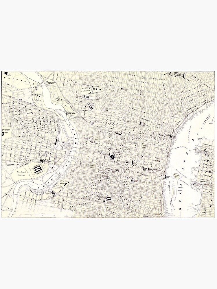 "Vintage Map of Philadelphia (1885)" Sticker for Sale by BravuraMedia ...
