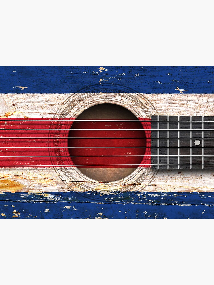 "Old Vintage Acoustic Guitar with Costa Rican Flag" Sticker for Sale by ...