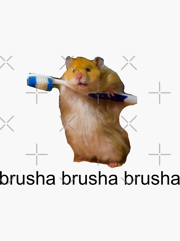 "cute baby hamster brush your teeth - brusha brusha " Sticker by ...