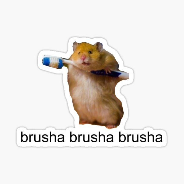 "cute baby hamster brush your teeth - brusha brusha " Sticker by ...
