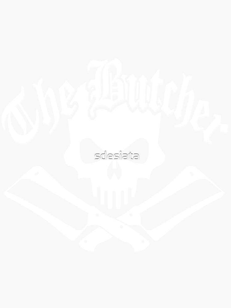 "Butcher Skull and Cleavers White" Sticker for Sale by sdesiata | Redbubble