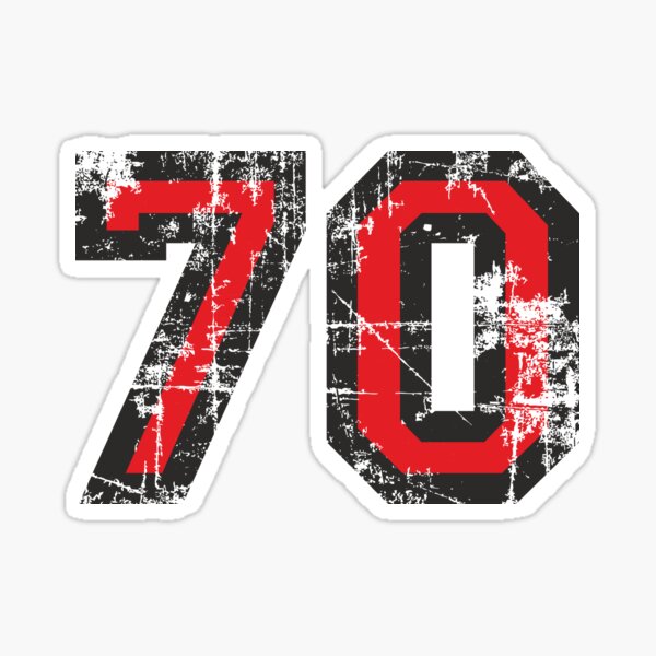 "Number 70 Black/Red Vintage 70th Birthday Design" Sticker by ...