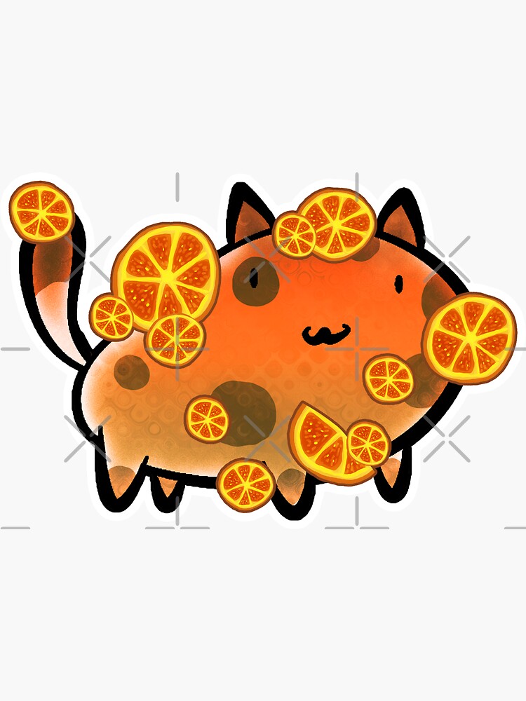 "Orange Fruit Cat" Sticker for Sale by SaradaBoru | Redbubble