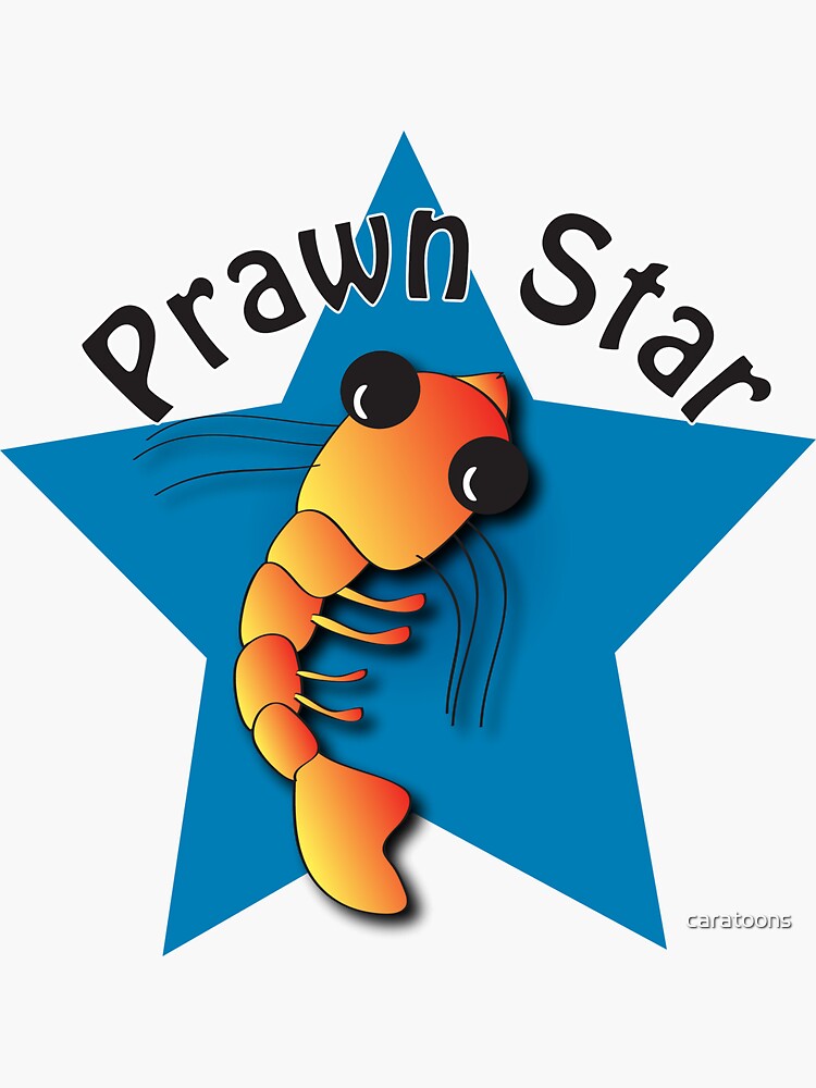 "Prawn Star" Sticker for Sale by caratoons | Redbubble