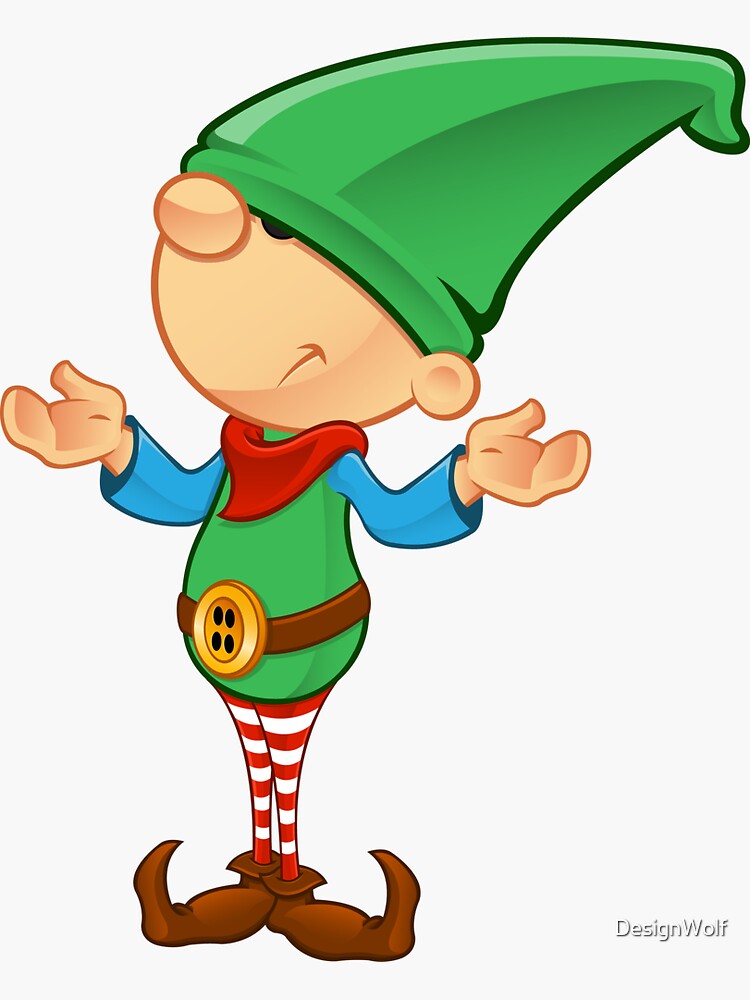 "Elf Character - Confused" Sticker for Sale by DesignWolf | Redbubble