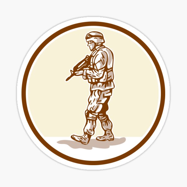 "American Soldier Rifle Walking Circle Cartoon" Sticker for Sale by ...
