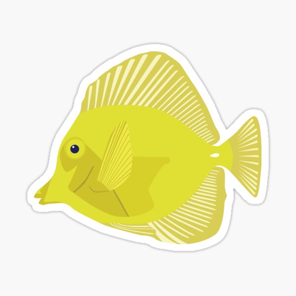 "Yellow tang fish illustration" Sticker for Sale by MickeyEdwards ...
