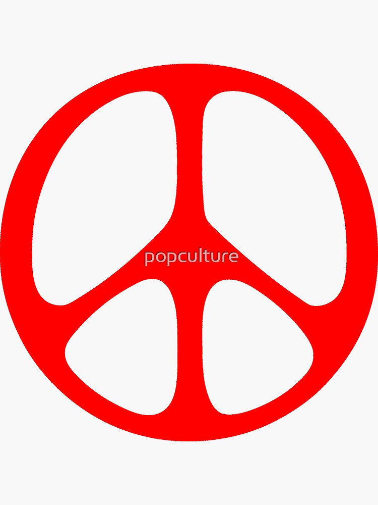 "Red 60s Peace Sign Symbol" Sticker by popculture | Redbubble