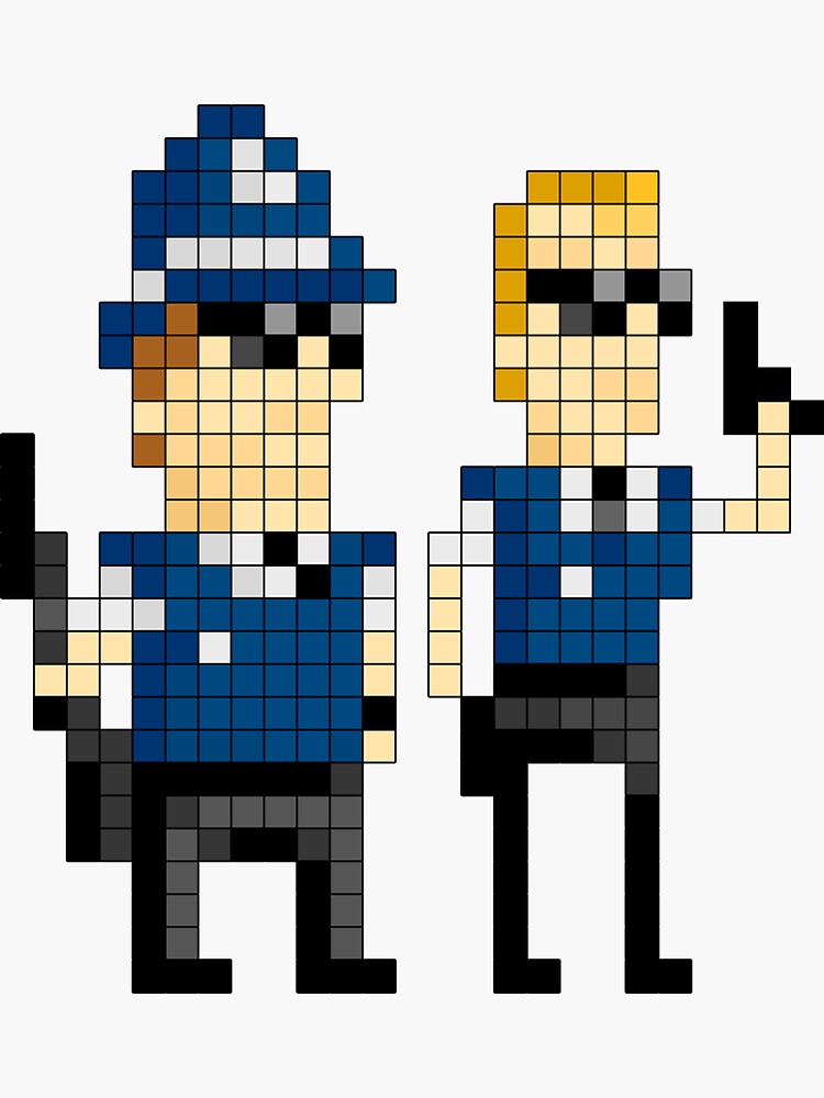 "Hot Fuzz - Pixel Art" Sticker for Sale by NineLineMan | Redbubble