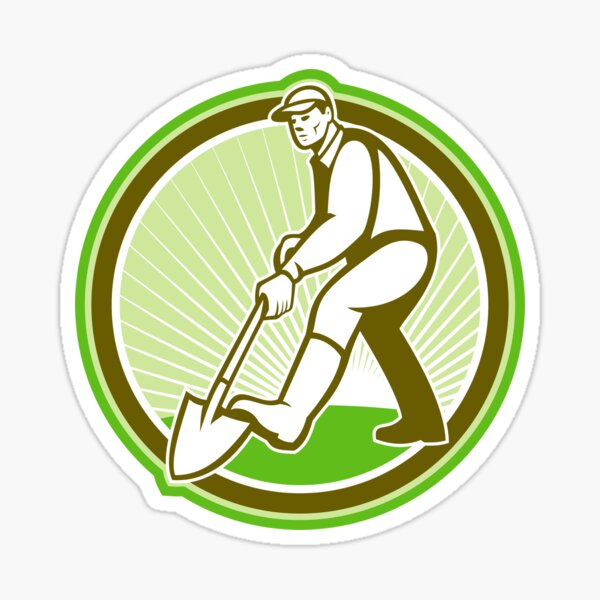 "Gardener Landscaper Digging Shovel Circle" Sticker for Sale by ...