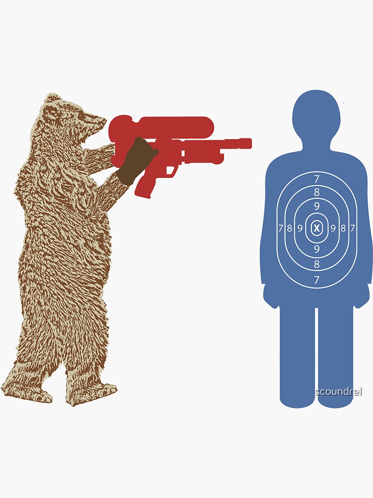 "Bear vs. Man Target Practice" Sticker for Sale by scoundrel | Redbubble