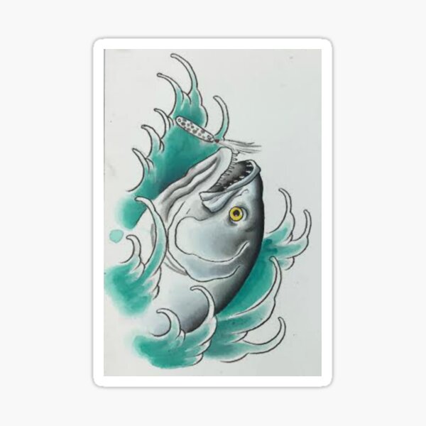 "Bluefish" Sticker by MFishhooktattoo | Redbubble