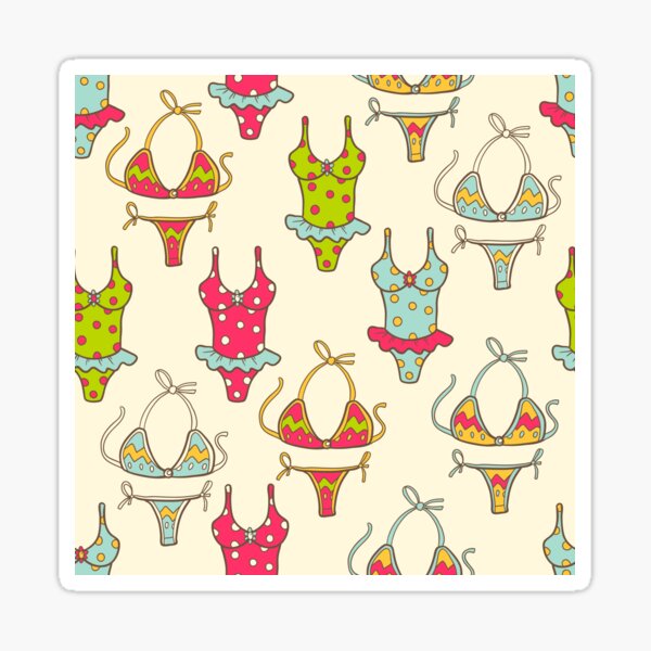 "Seamless summer pattern with color swim suits, bikini." Sticker by ...