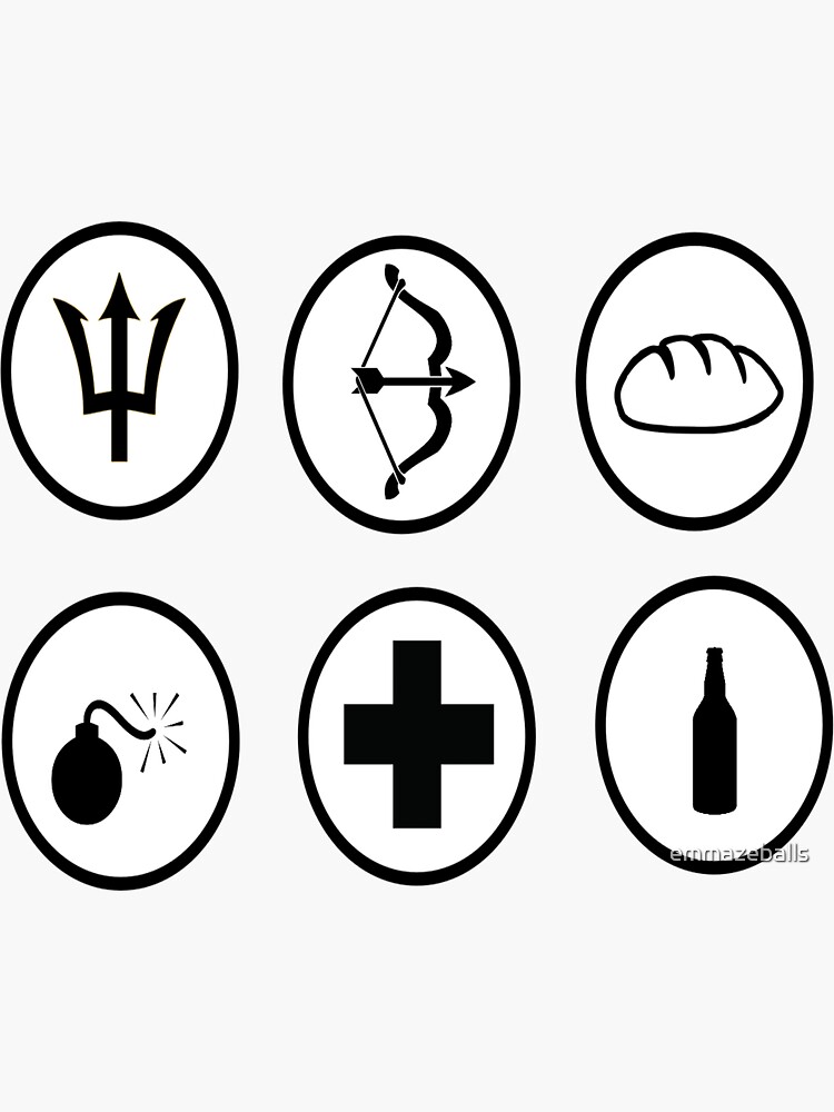 "Hunger Games Character Icons" Sticker for Sale by emmazeballs | Redbubble