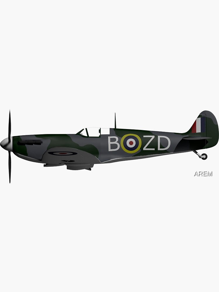 "Spitfire Side View" Sticker for Sale by AREM | Redbubble