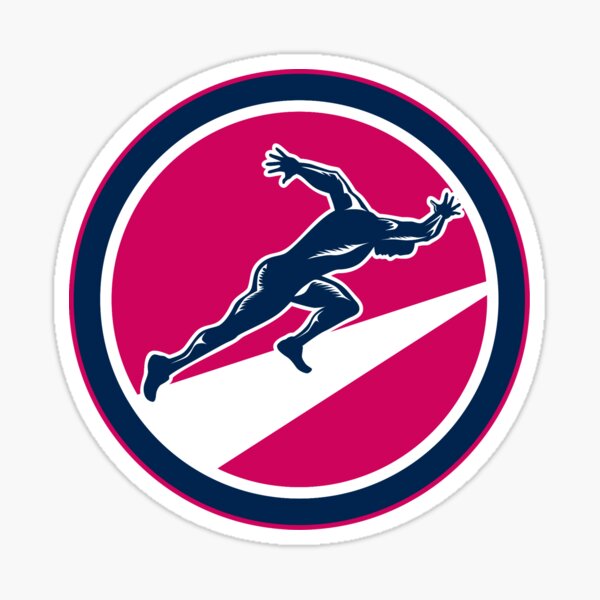 "Sprinter Runner Running Woodcut Retro" Sticker by patrimonio | Redbubble