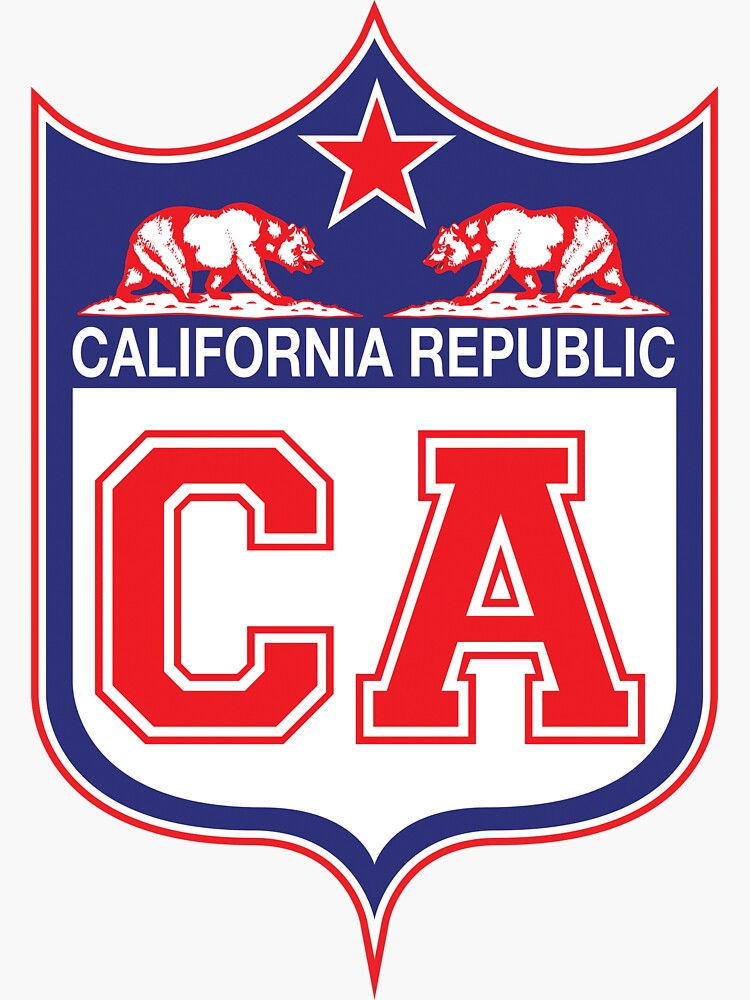 "California Republic Logo Red White and Blue" Sticker for Sale by ...