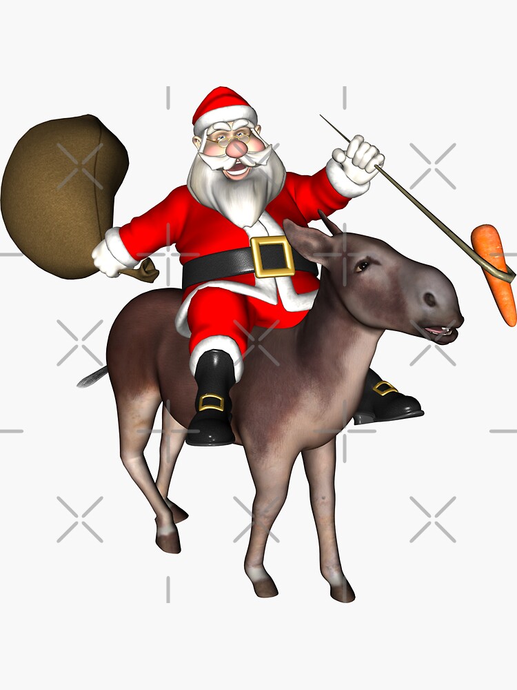 "Santa Claus Riding A Donkey" Sticker for Sale by Mythos57 | Redbubble