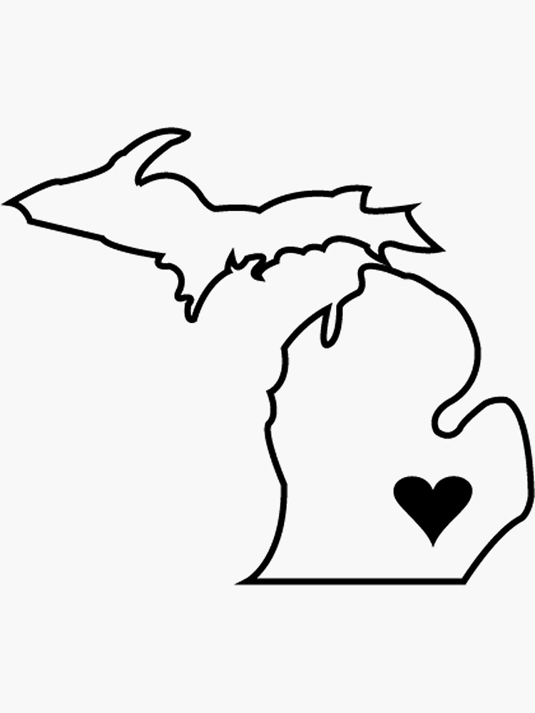 "Michigan Love - Black " Sticker by ahagen | Redbubble