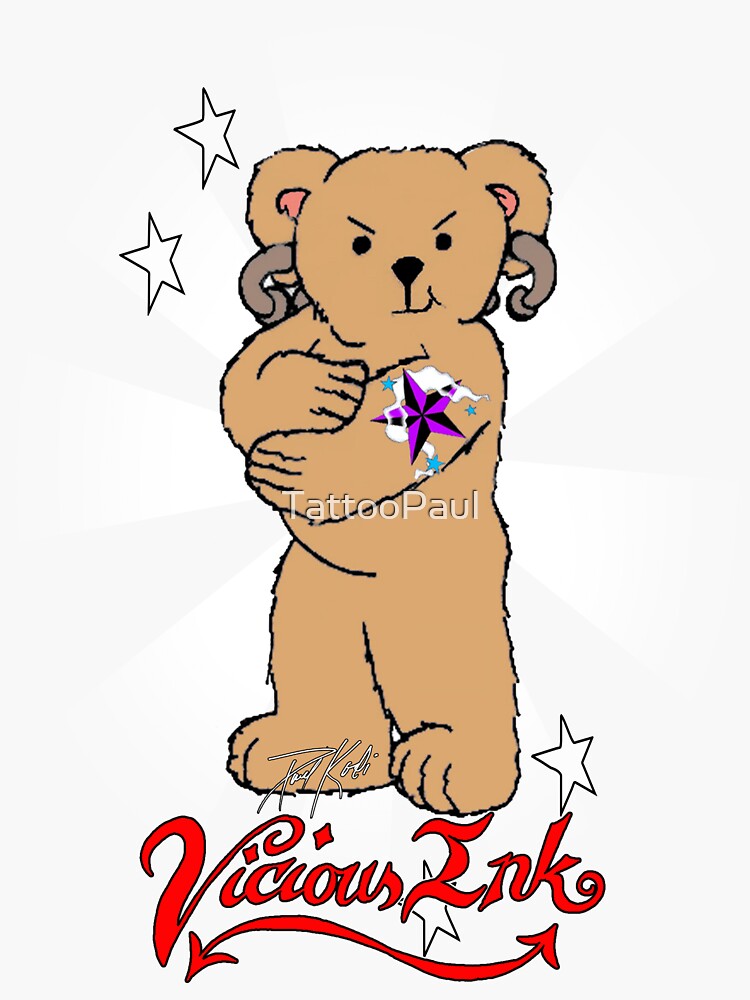 "Bad Teddy" Sticker for Sale by TattooPaul | Redbubble