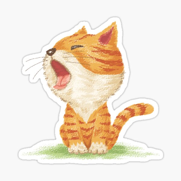 "Tabby to yawn" Sticker by sanogawa | Redbubble