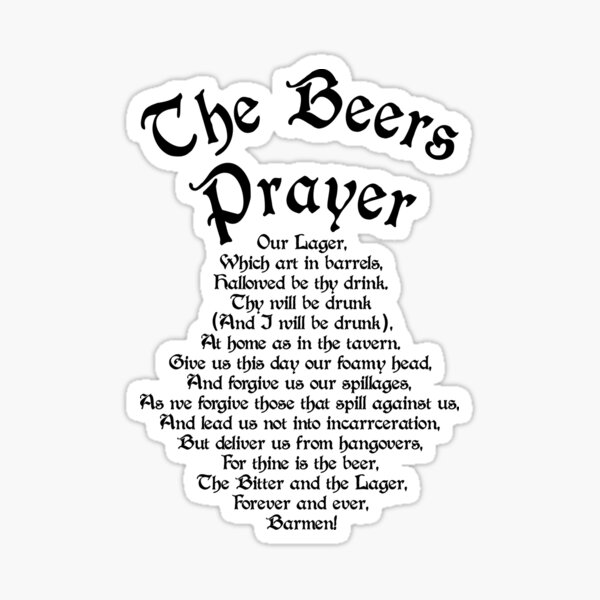 "The Beers Prayer" Sticker by fsmooth | Redbubble